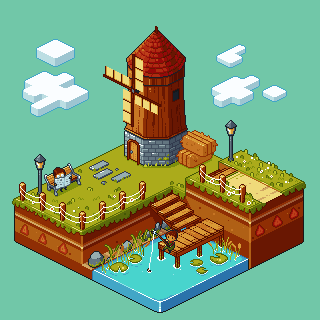 Go fishing near windmill @ PixelJoint.com