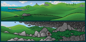 green hills and rain @ PixelJoint.com