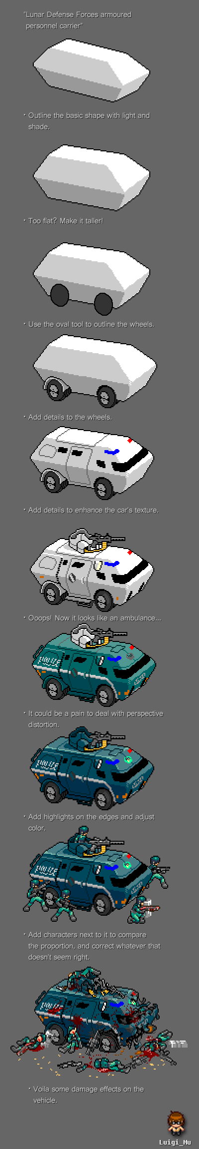 mini pixel art tutorial [Armoured Personal Carrier + mini-massacre ...
