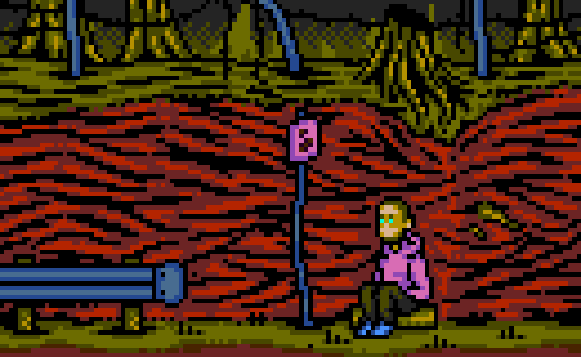 Outside, all alone... All you can do is wait for your bus to arrive. @ PixelJoint.com