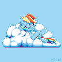 Rainbow Dash On Cloud @ PixelJoint.com