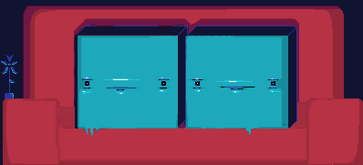 two slimes watching tv @ PixelJoint.com