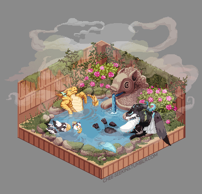 Isometric Hot Spring Scene @ PixelJoint.com